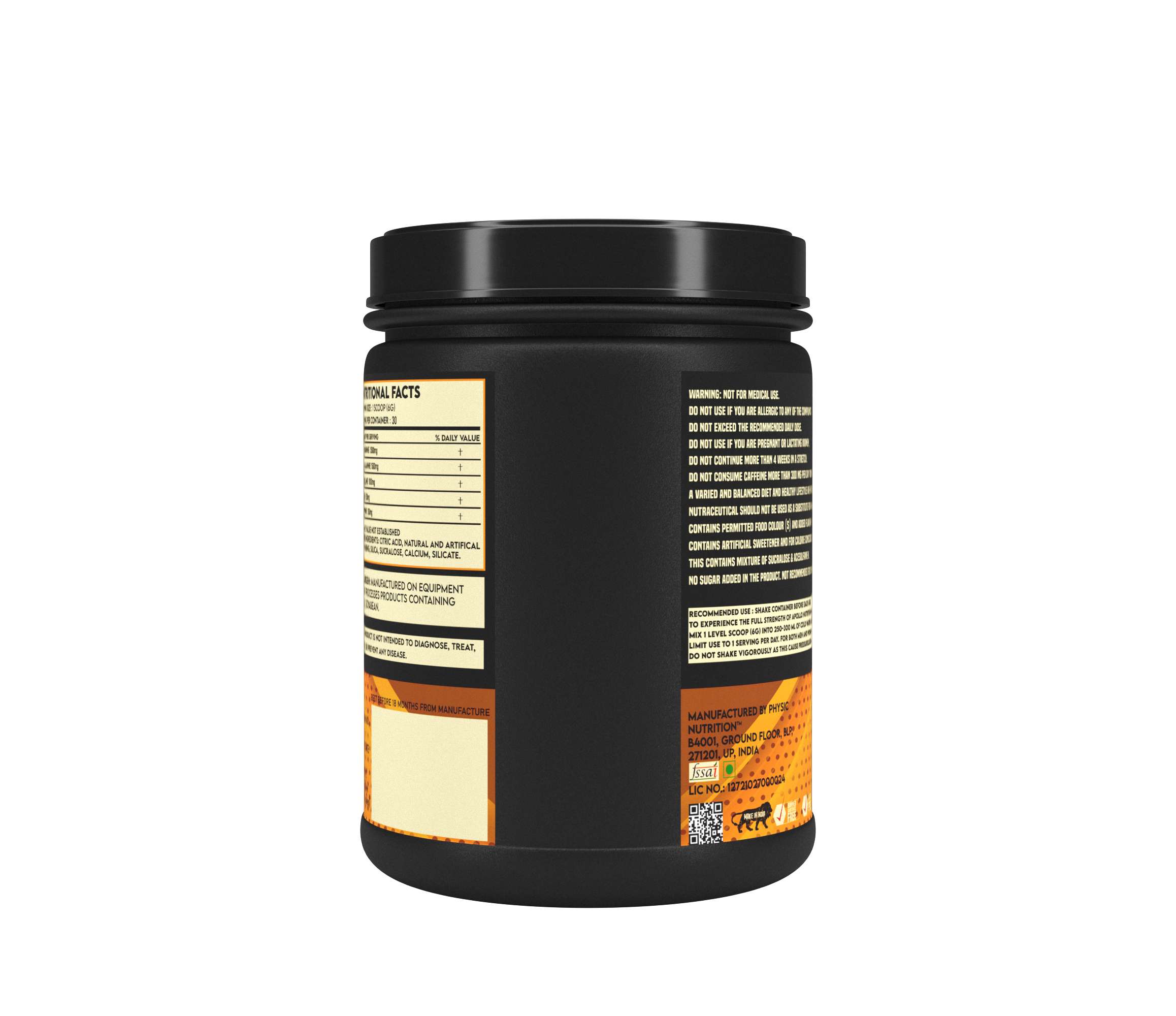 Physic Nutrition Pre Preworkout Red #1 [6g, 30 Servings] | All Natural ...